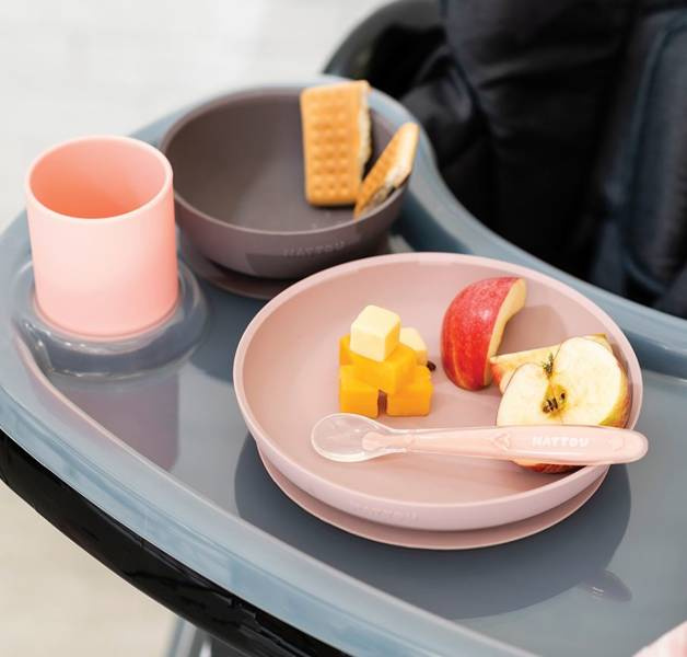 Nattou BPA-freies Tupperware-Set aus Silikon, 4 Teile. Rosa und lila ...